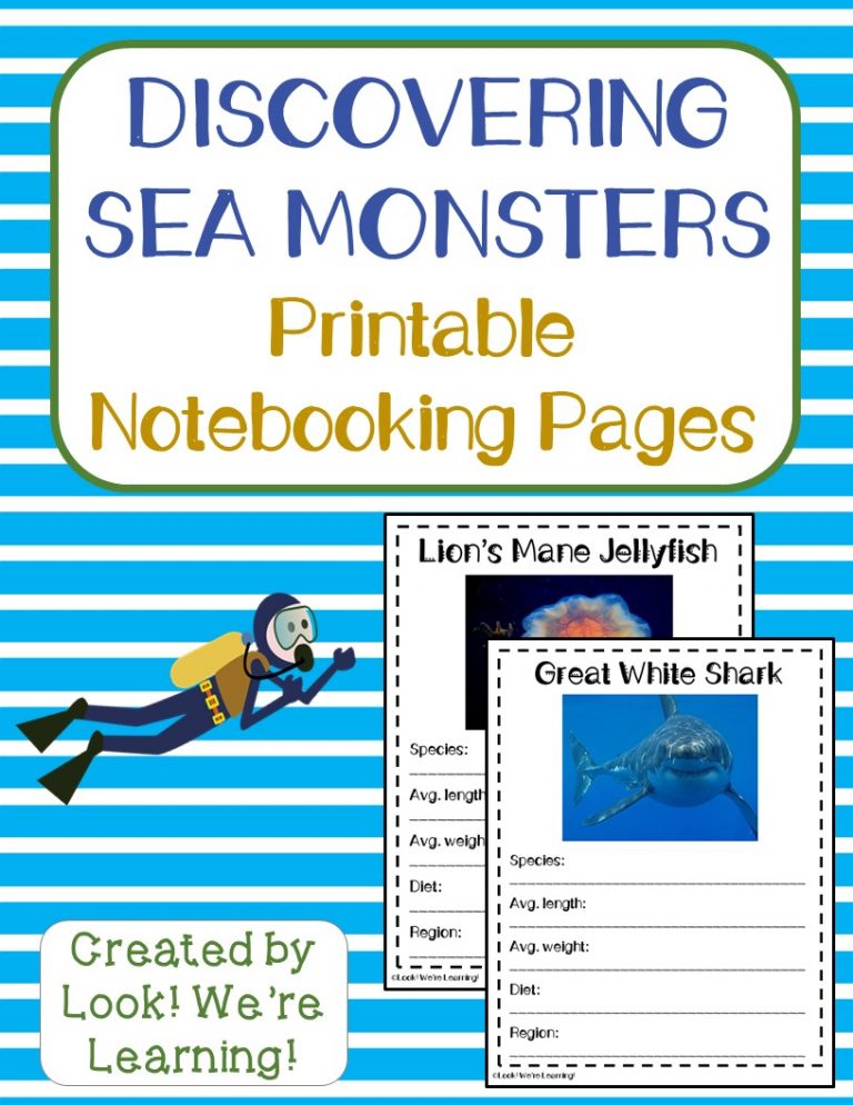 Printable Sea Monster Notebooking Pages - Look! We're Learning!