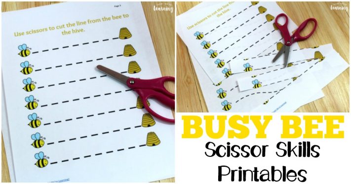 Busy Bee Themed Scissor Skills Printables for Kids - Look! We're Learning!