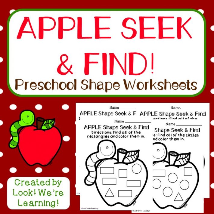 Apple Shapes Seek and Find Worksheets - Look! We're Learning!
