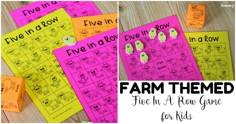 Five In A Row Printable Farm Game for Kids - Look! We're Learning!