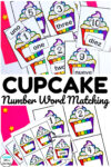 Cupcake English and Spanish Number Word Matching Activity