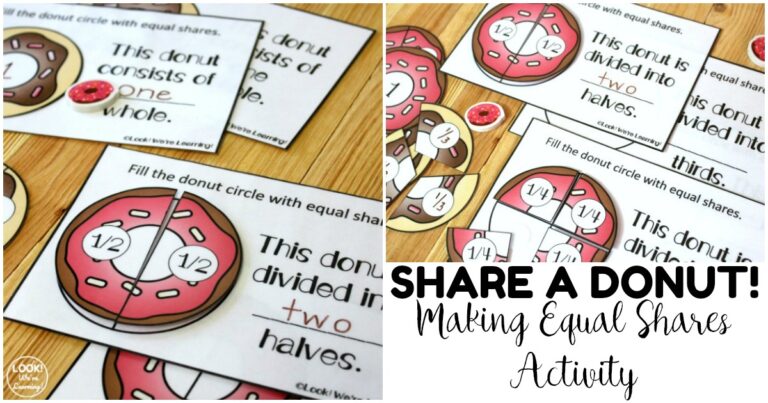 Share A Donut! Making Equal Shares Activity for Early Grades - Look! We ...