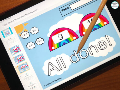 Rainbow Number Word Matching Activity for Kids - Look! We're Learning!