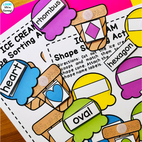 Ice Cream Kindergarten Shape Sorting Activity - Look! We're Learning!