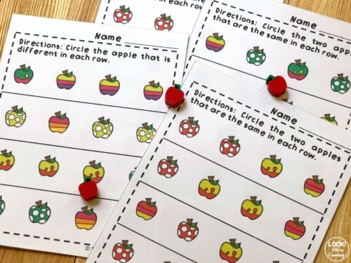 Apple Alike! Apple Same or Different Worksheets - Look! We're Learning!