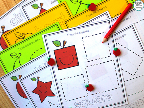 Apple Shapes! Printable Apple Shape Tracing Process