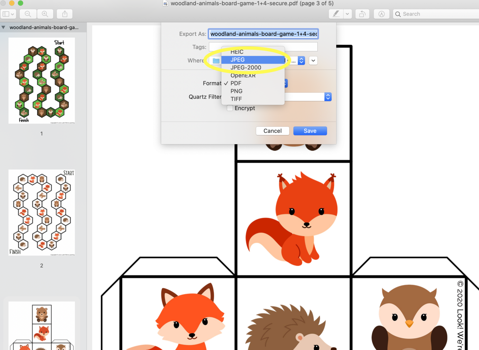 Printable Woodland Animals Board Game for Kids - Look! We're Learning!