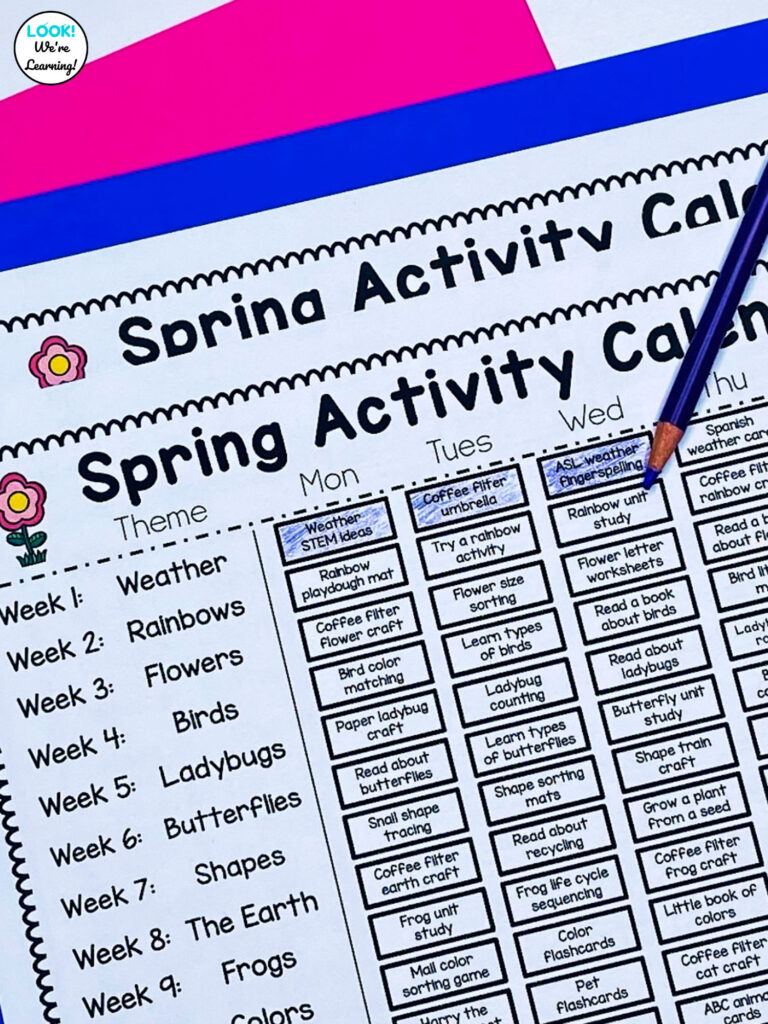 Spring Fun! Preschool Spring Activity Calendar - Look! We're Learning!