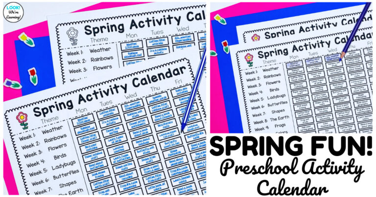 Spring Fun! Preschool Spring Activity Calendar - Look! We're Learning!